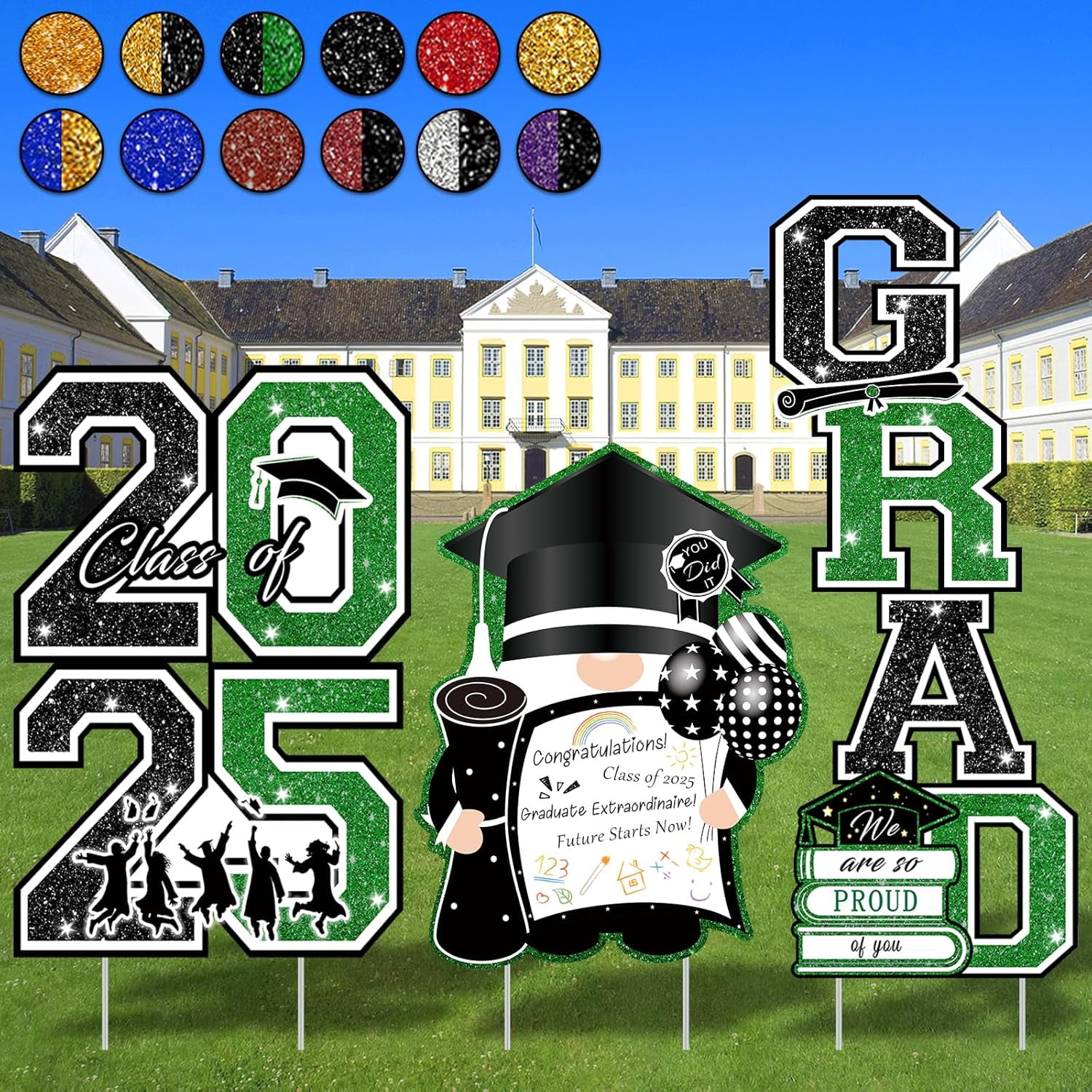 Graduation Decorations 2025 Yard Sign Green and Black Waterproof ...