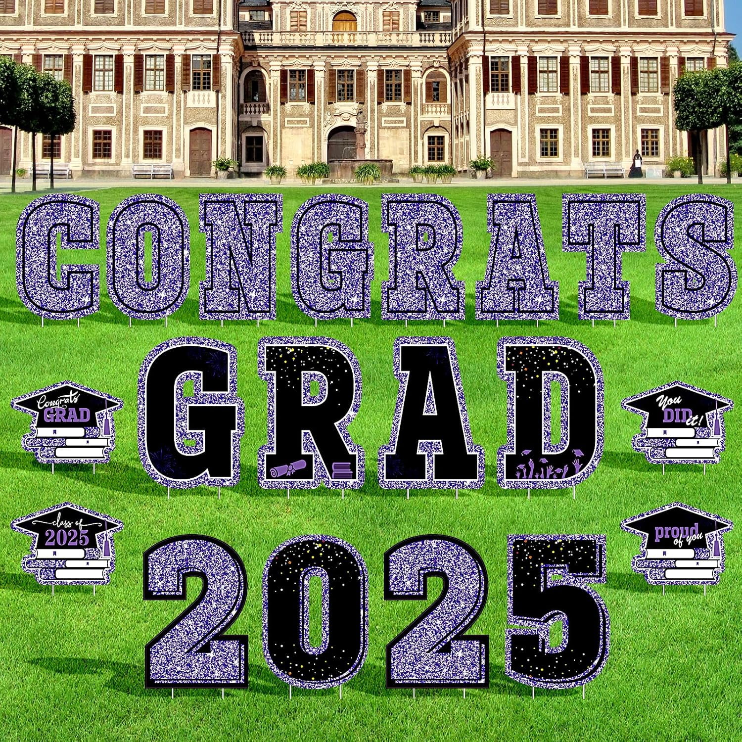 Graduation Decorations 2025 Yard Signs – 20PCS Large Purple Congrats ...