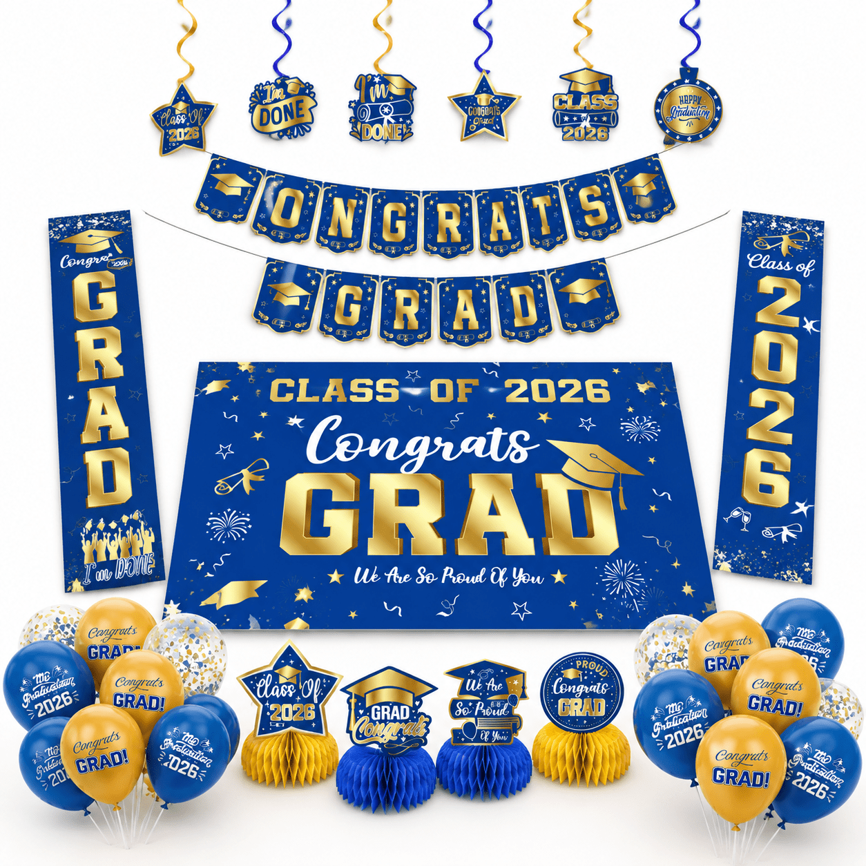 Graduation Decorations 2026 Blue And Set Congrats Grad Decor With ...