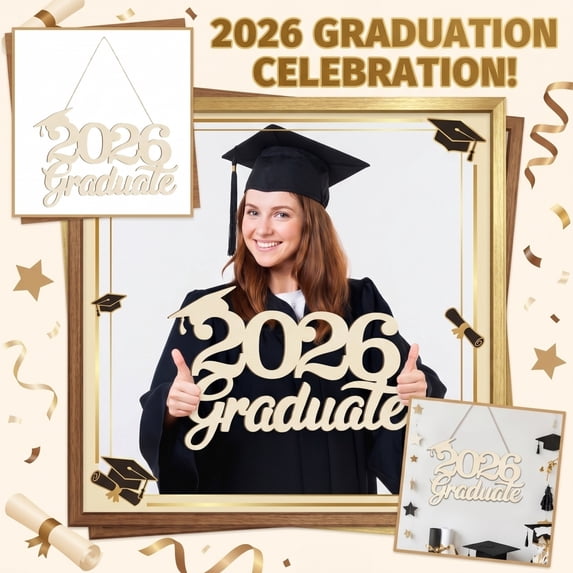 Graduation Decorations 2026, Unfinished Wooden 2026 Graduate Hanging ...