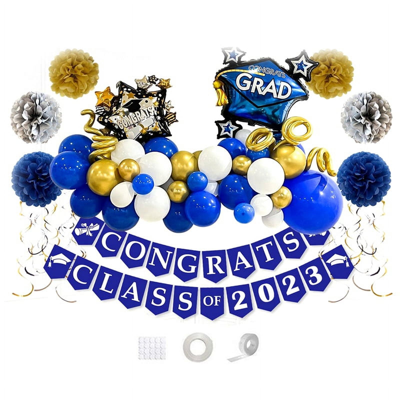 Graduation Decorations Blue White Gold Graduation Decorations Kit Class ...