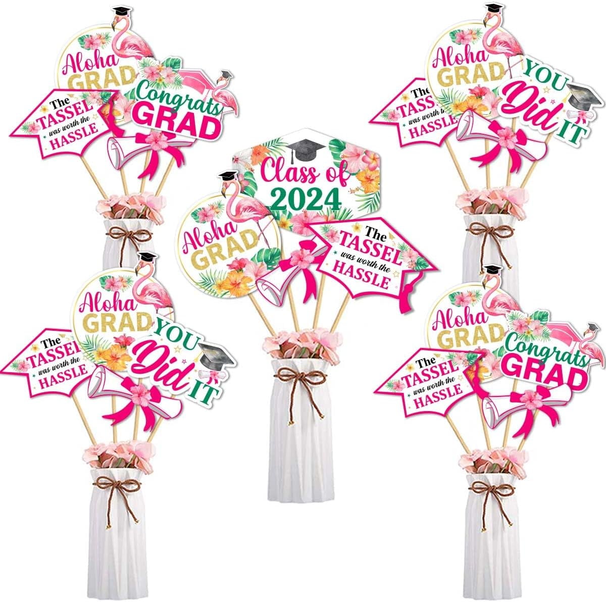 Graduation Decorations Class of 2024 Centerpieces, 24pcs Double-Sided ...