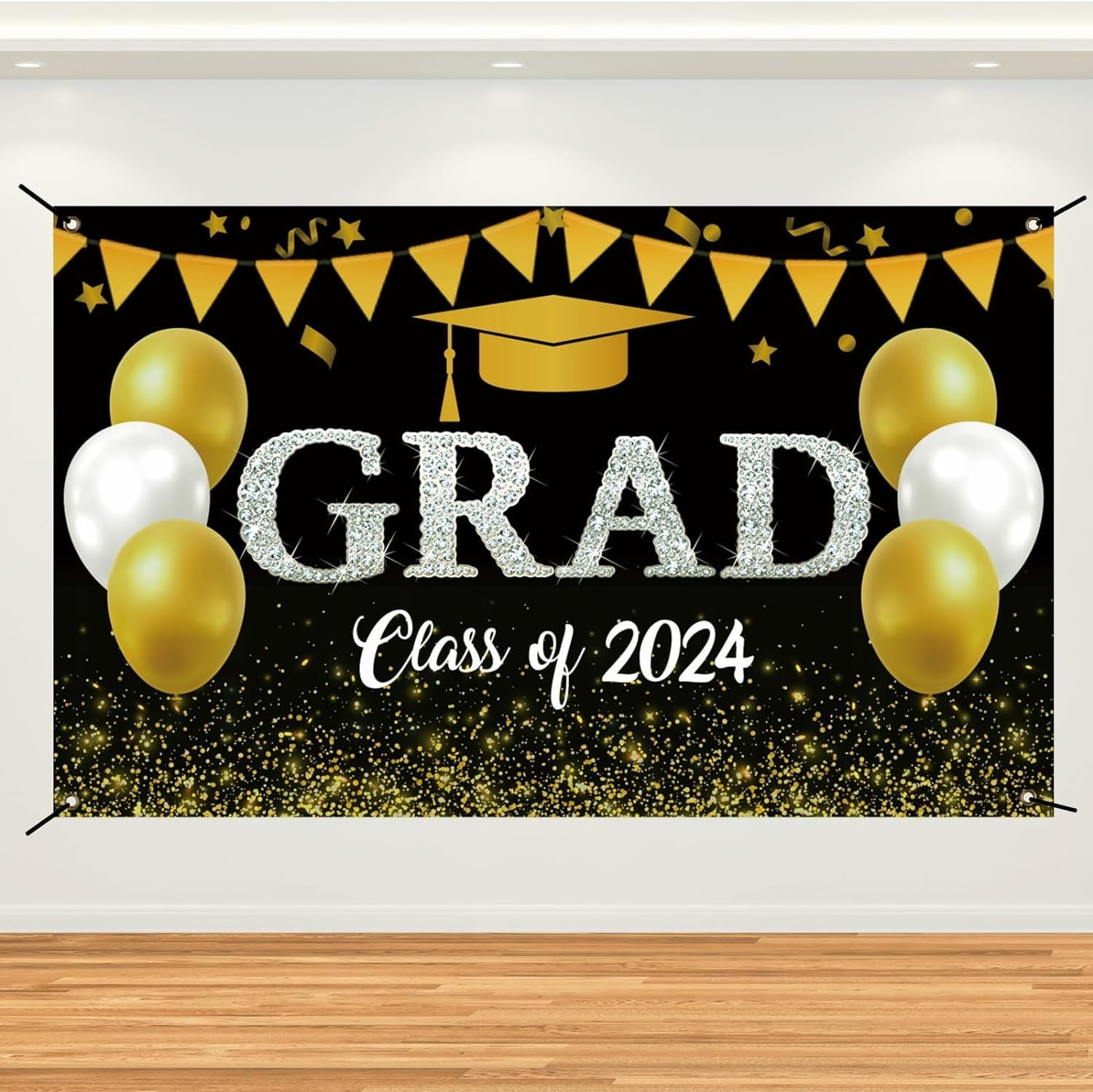Graduation Decorations Class of 2024 Gold Grad Party Backdrop Banner ...
