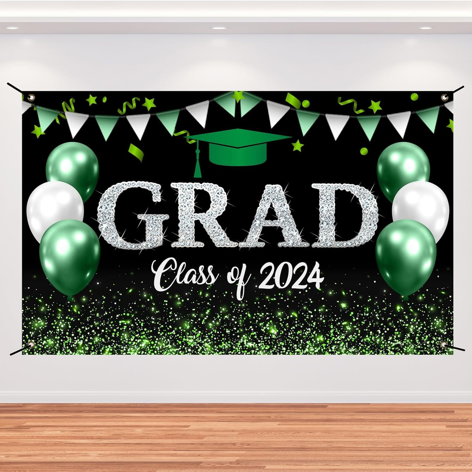 Graduation Decorations Class of 2024 Green Grad Party Backdrop Banner ...