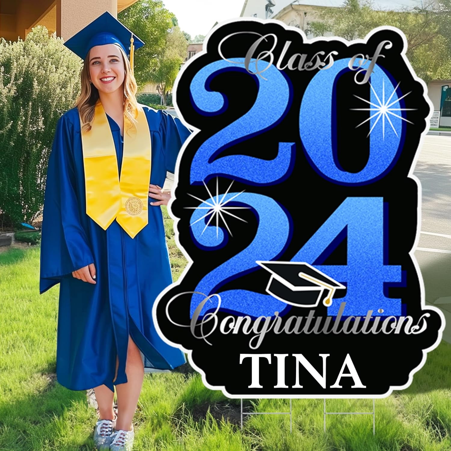 Sparkly Bling Class of 2024 Graduation Yard Sign: Congrats Grad ...