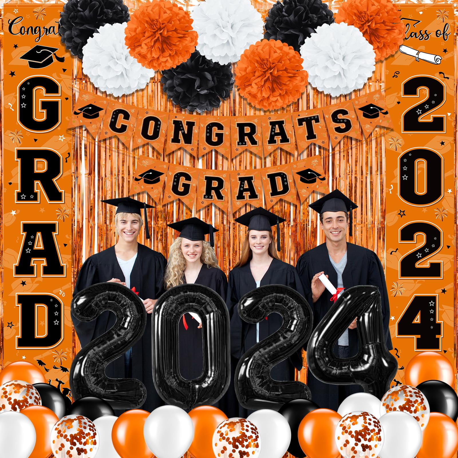 Graduation Decorations Class of 2024, Orange Graduation Party ...