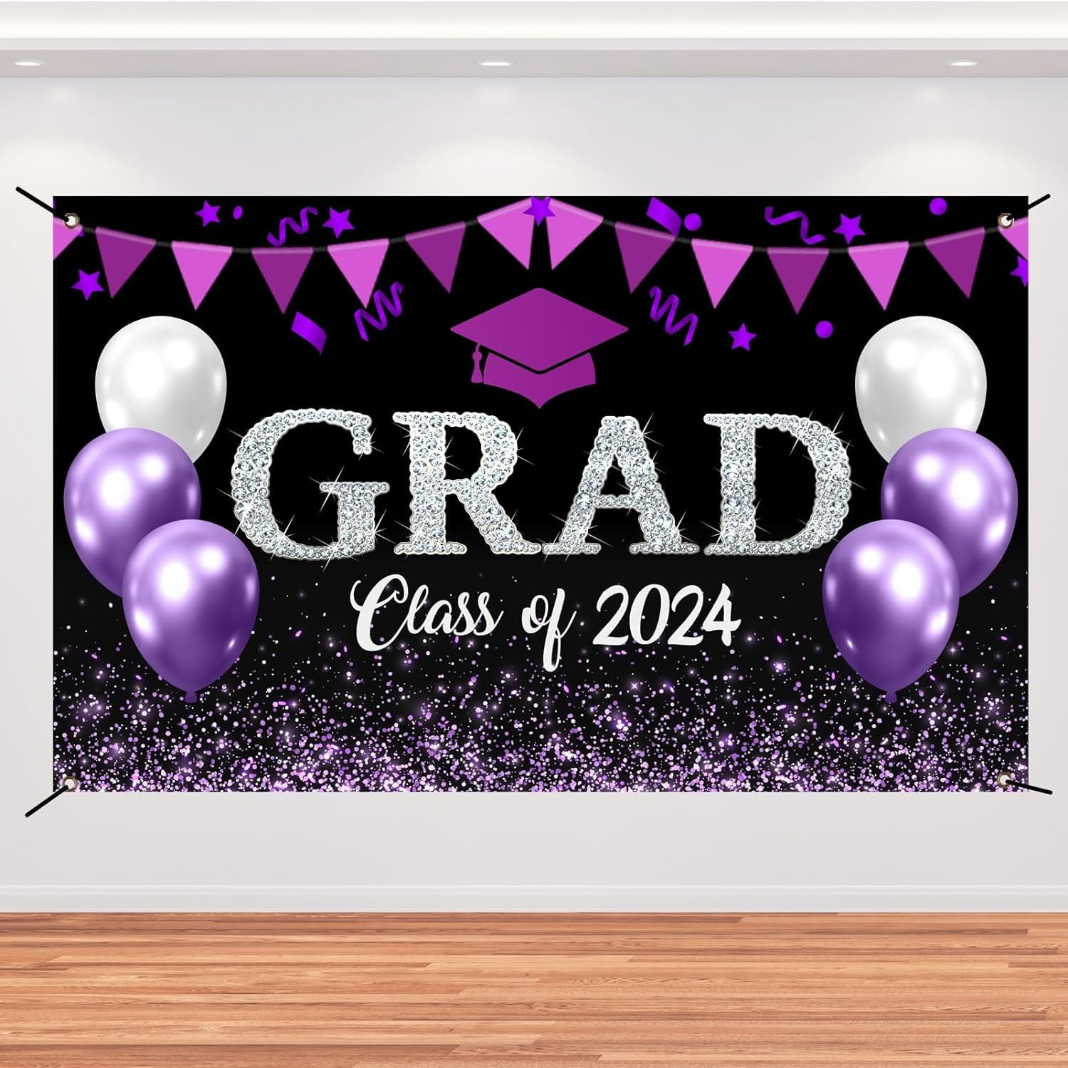 Graduation Decorations Class of 2024 Purple Grad Party Backdrop Banner ...