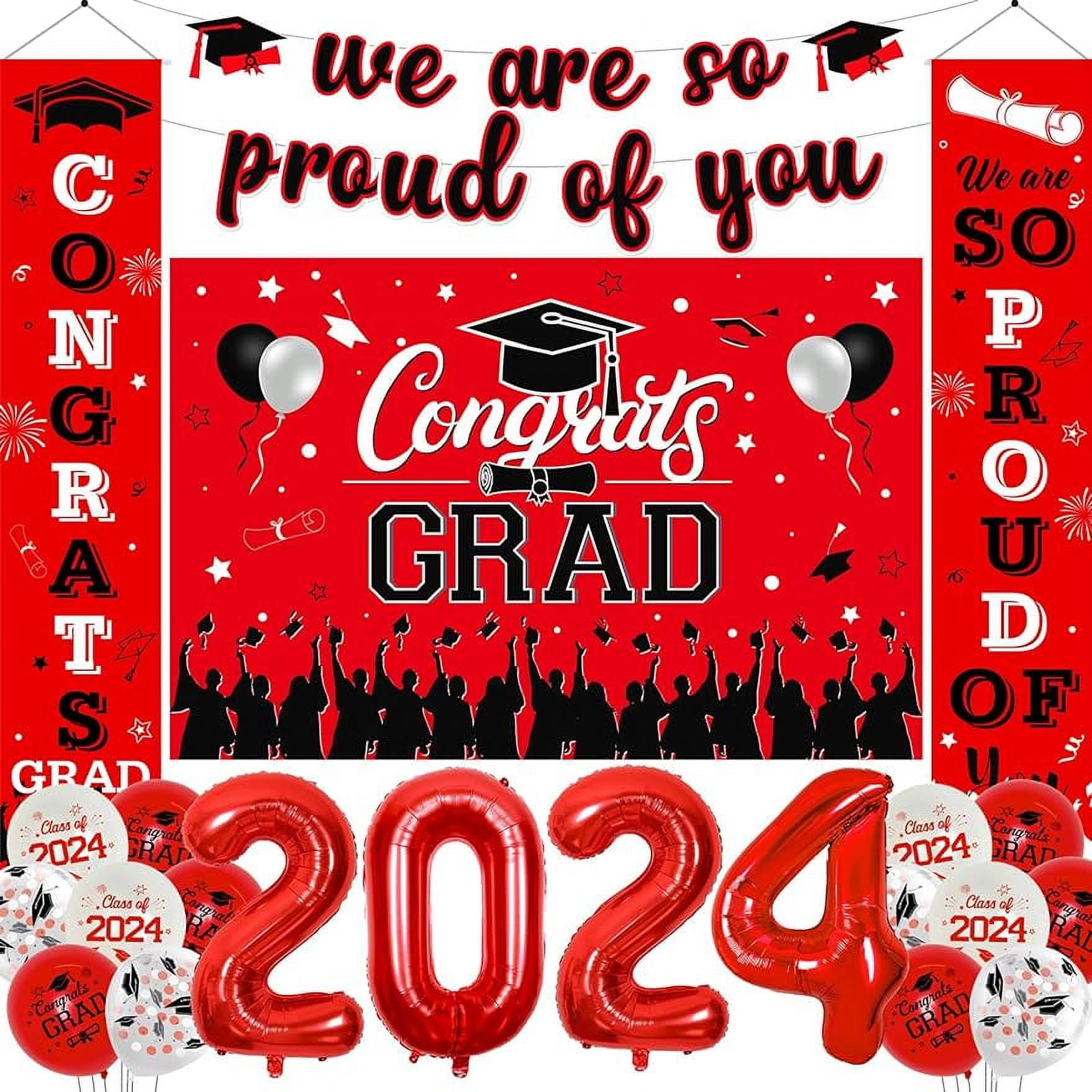 Graduation Decorations Class of 2024 Red and Black Congrats Grad ...