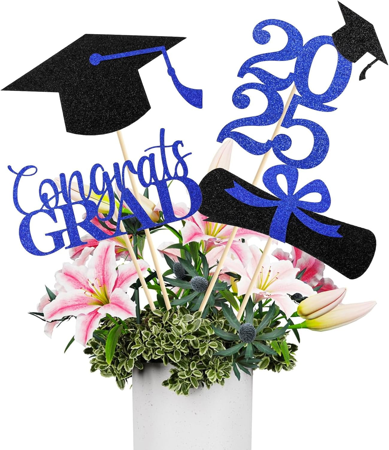 Graduation Decorations Class of 2025, 16 PCS Black & Gold Double-Sided ...