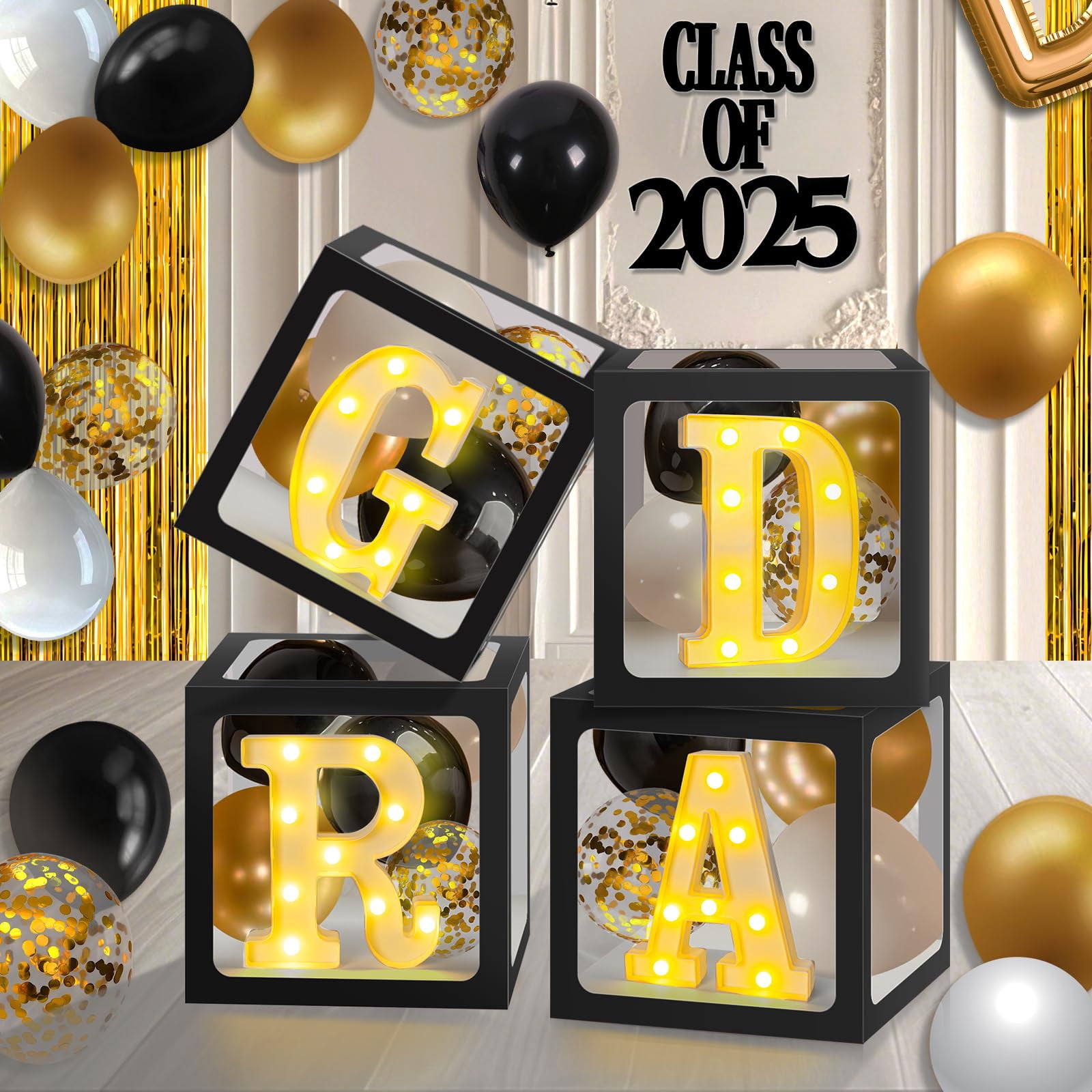 Graduation Decorations Class of 2025, 4 Graduation Balloons Boxes with ...