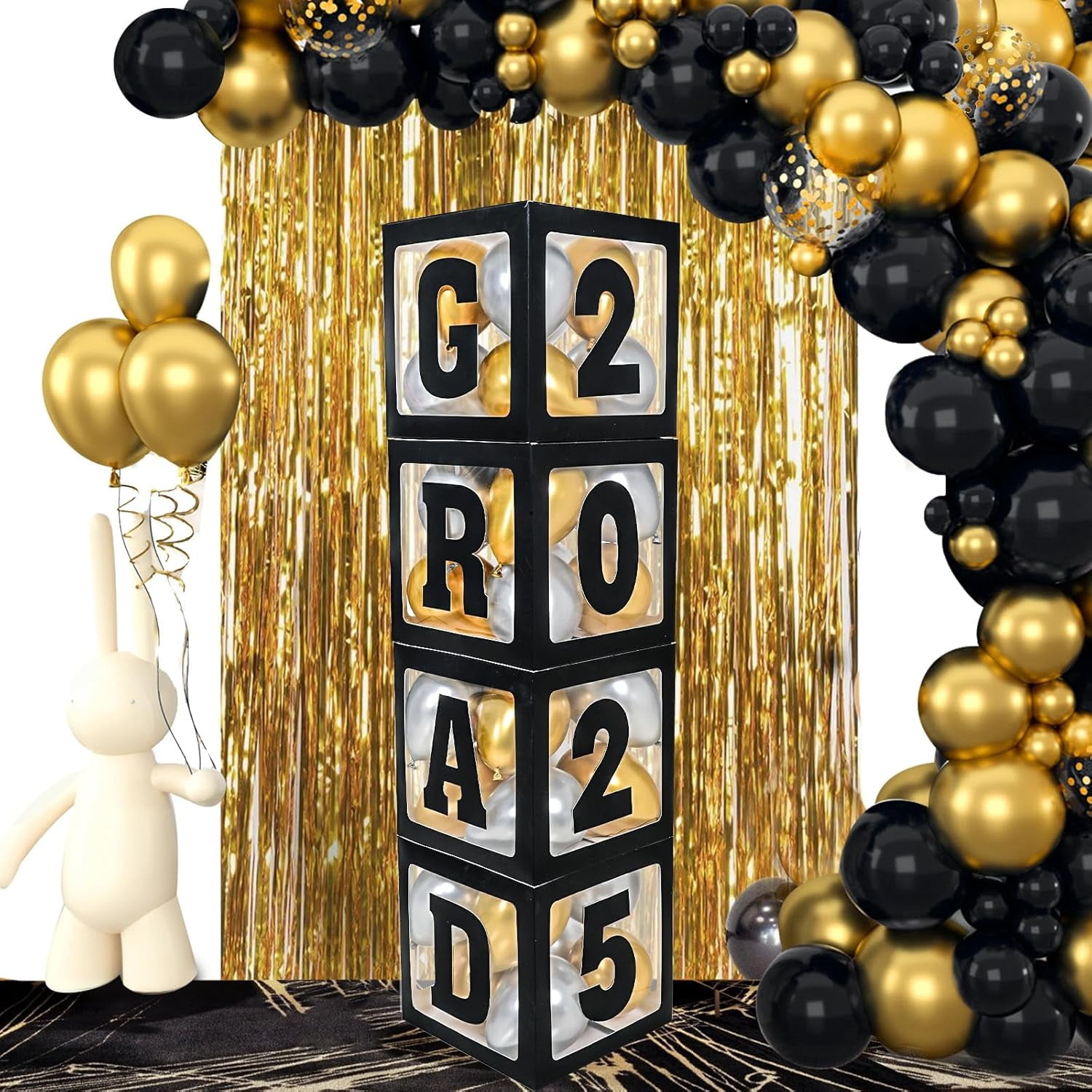 Graduation Decorations Class of 2025, 4pcs 2025 Graduation Party Black ...
