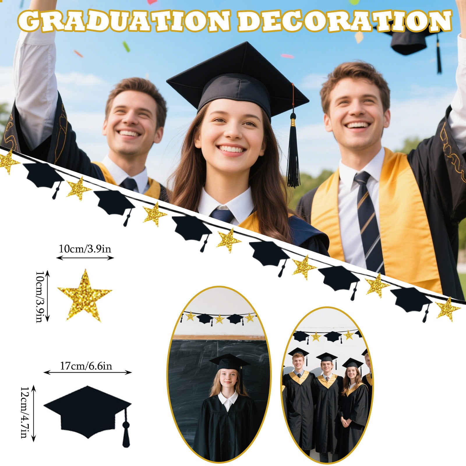 Graduation Decorations Class of 2025 Banner Gold Glitter Star College ...