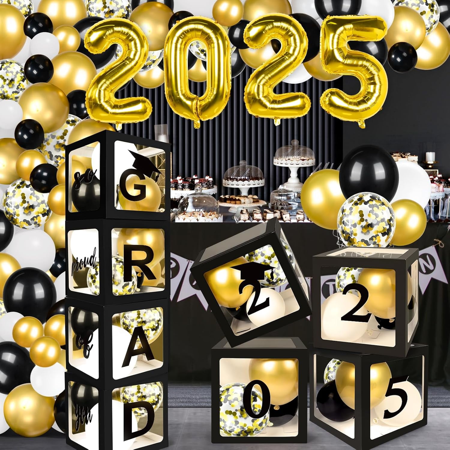 Graduation Decorations Class of 2025,Grad Party Decorations with 4pcs ...