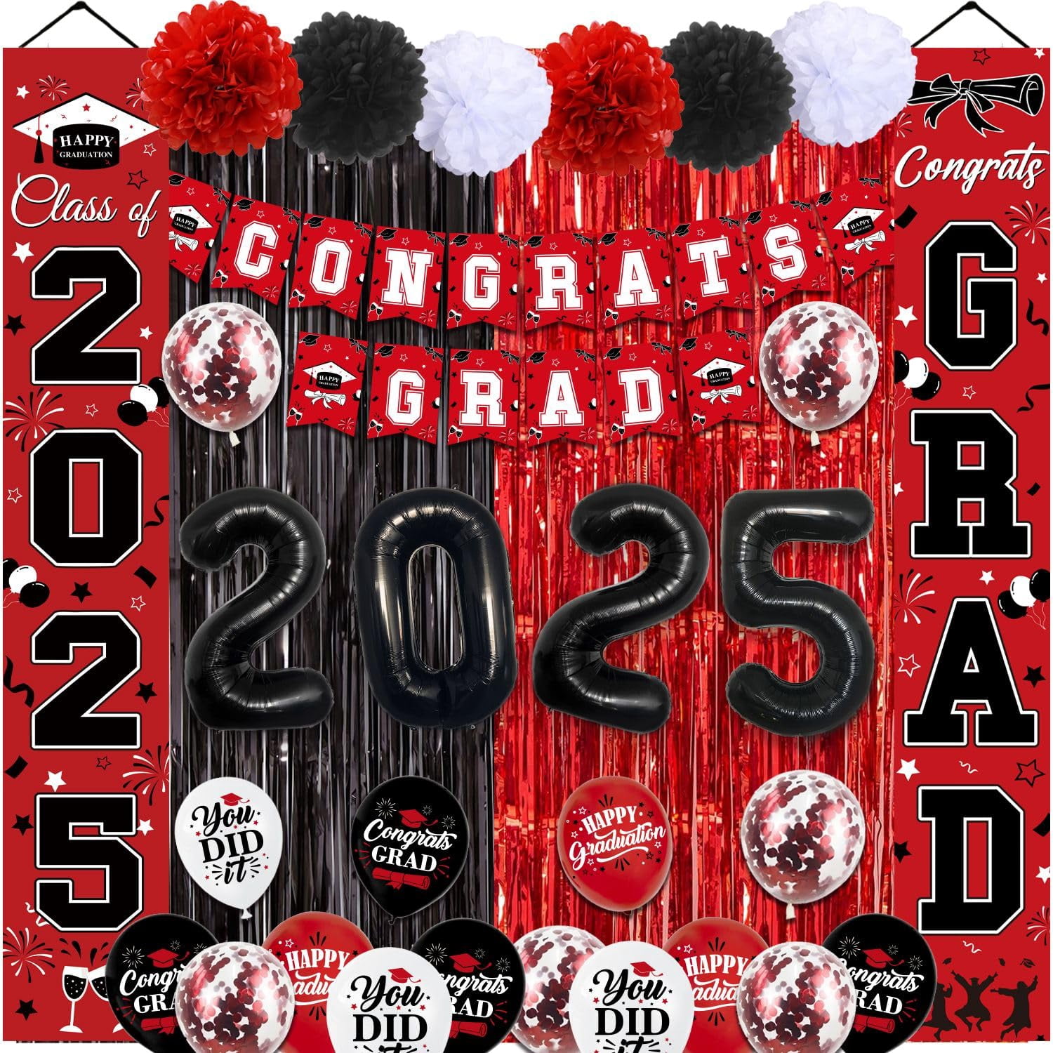 Graduation Decorations Class of 2025, Graduation Banner, Congrats Grad ...