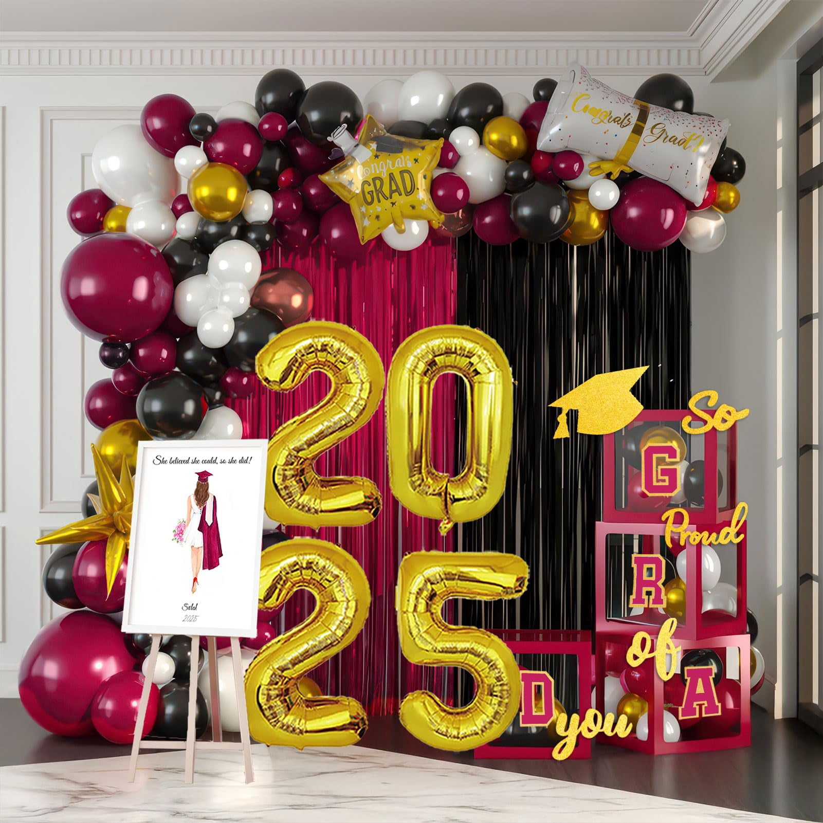 Graduation Decorations Class of 2025 - Maroon and Gold Graduation ...