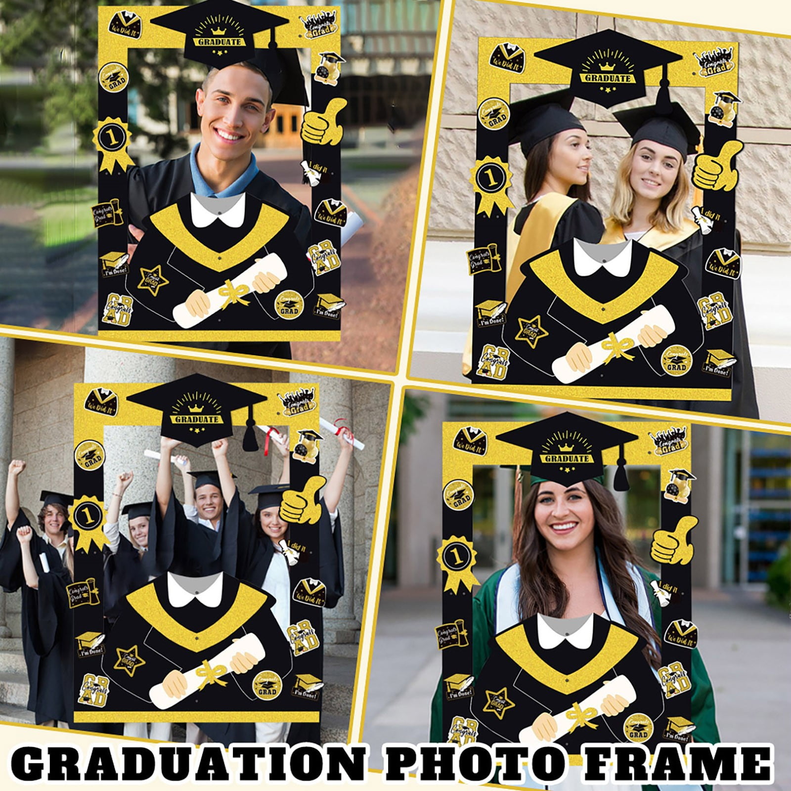 Graduation Decorations Class of 2025 Photo Booth Props - Black and Gold ...