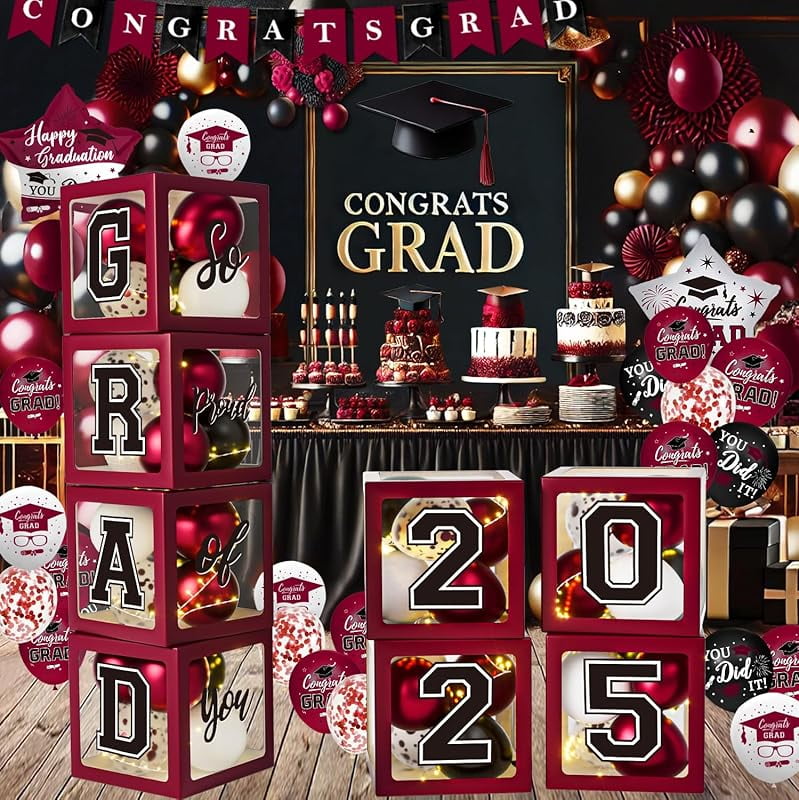 Graduation Decorations Class of 2025 - Red and Black Graduation ...