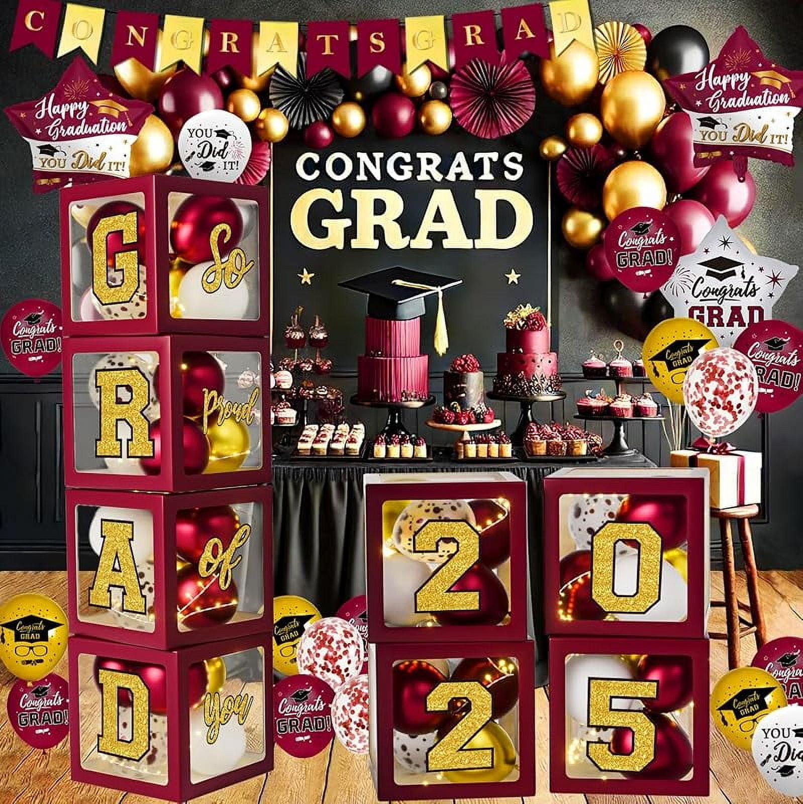 Graduation Decorations Class of 2025 - Red and Black Graduation ...