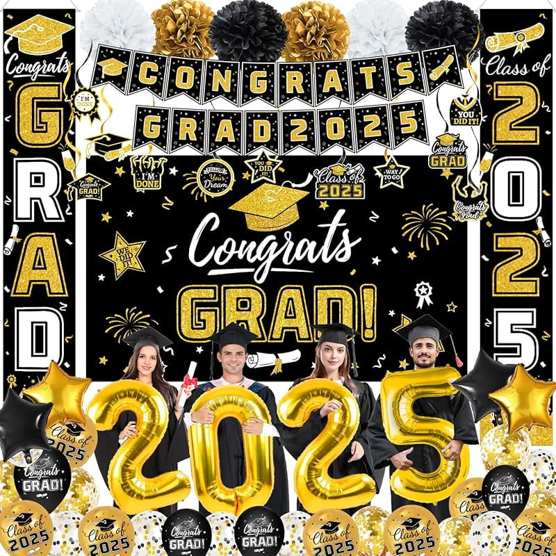 Graduation Decorations Class of 2025 - Red Graduation Party Supplies ...