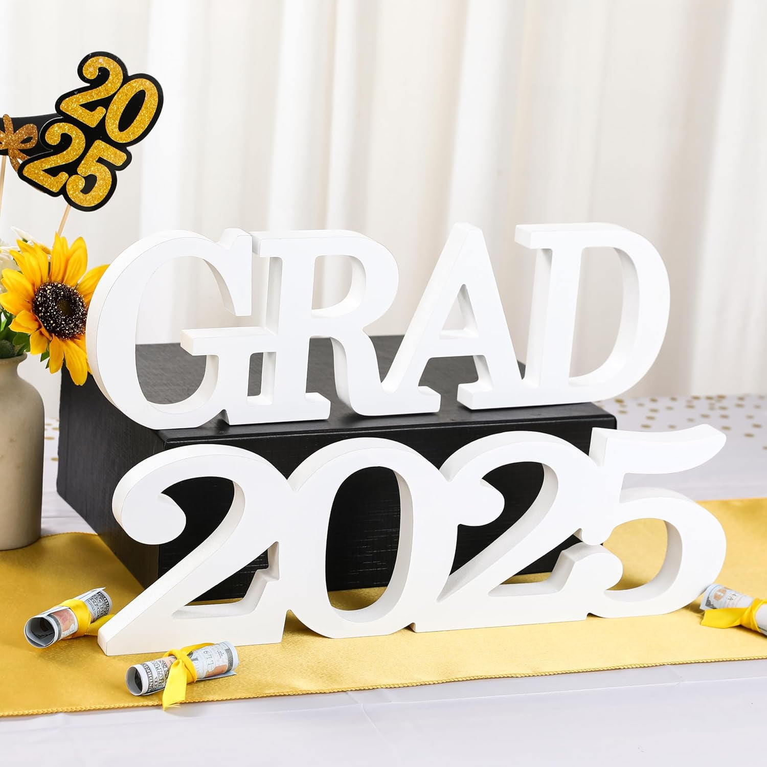 Graduation Decorations Class of 2025 -Wooden and 2025 Tabletop Sign ...