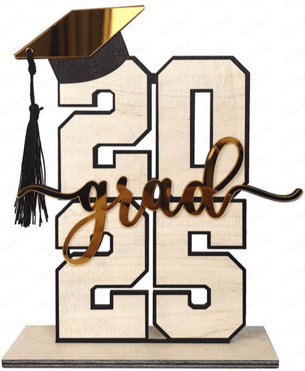 Graduation Decorations Class of 2025 -Wooden GRAD and 2025 Tabletop ...