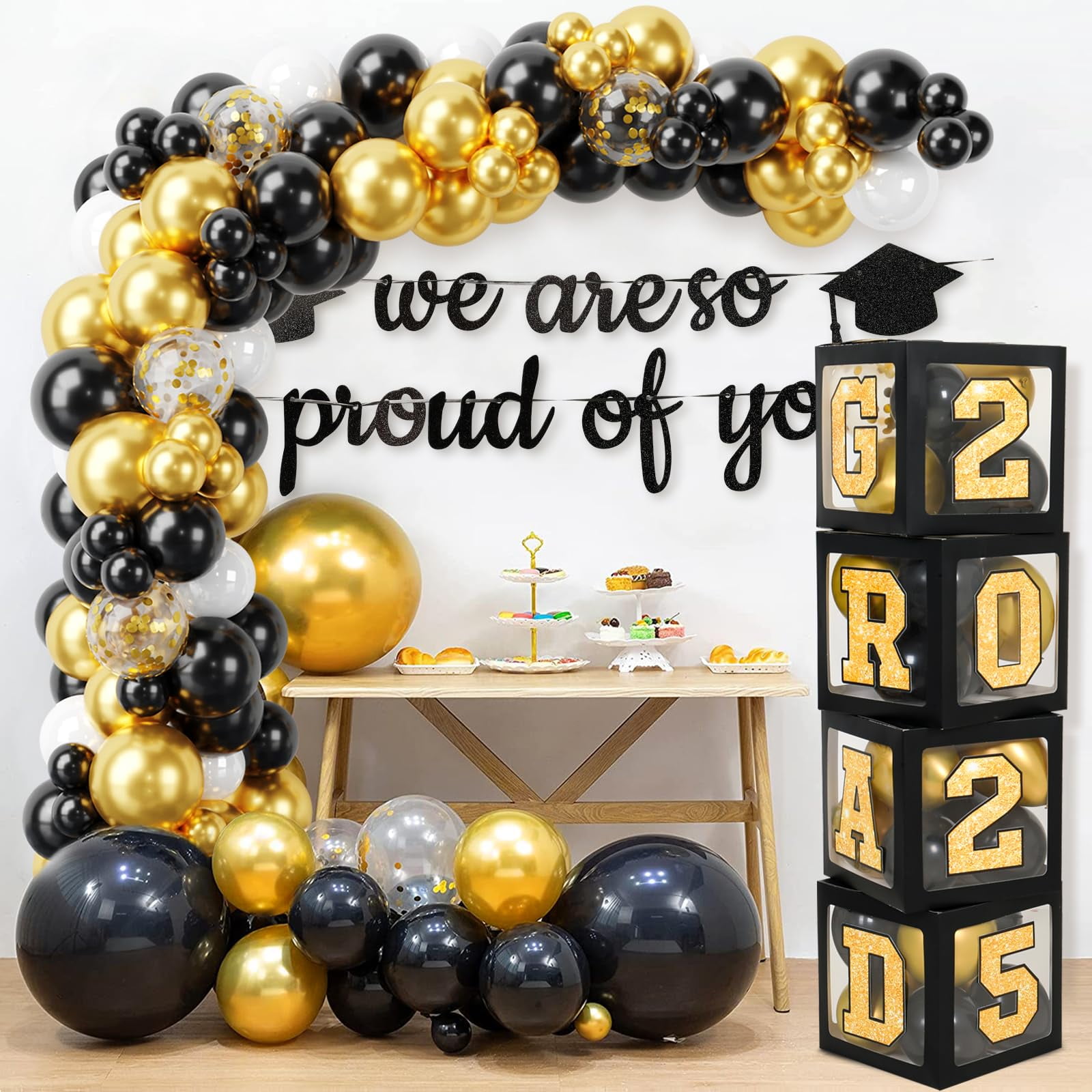 Graduation Decorations Class of DHF10 2025 - Black Gold Graduation ...