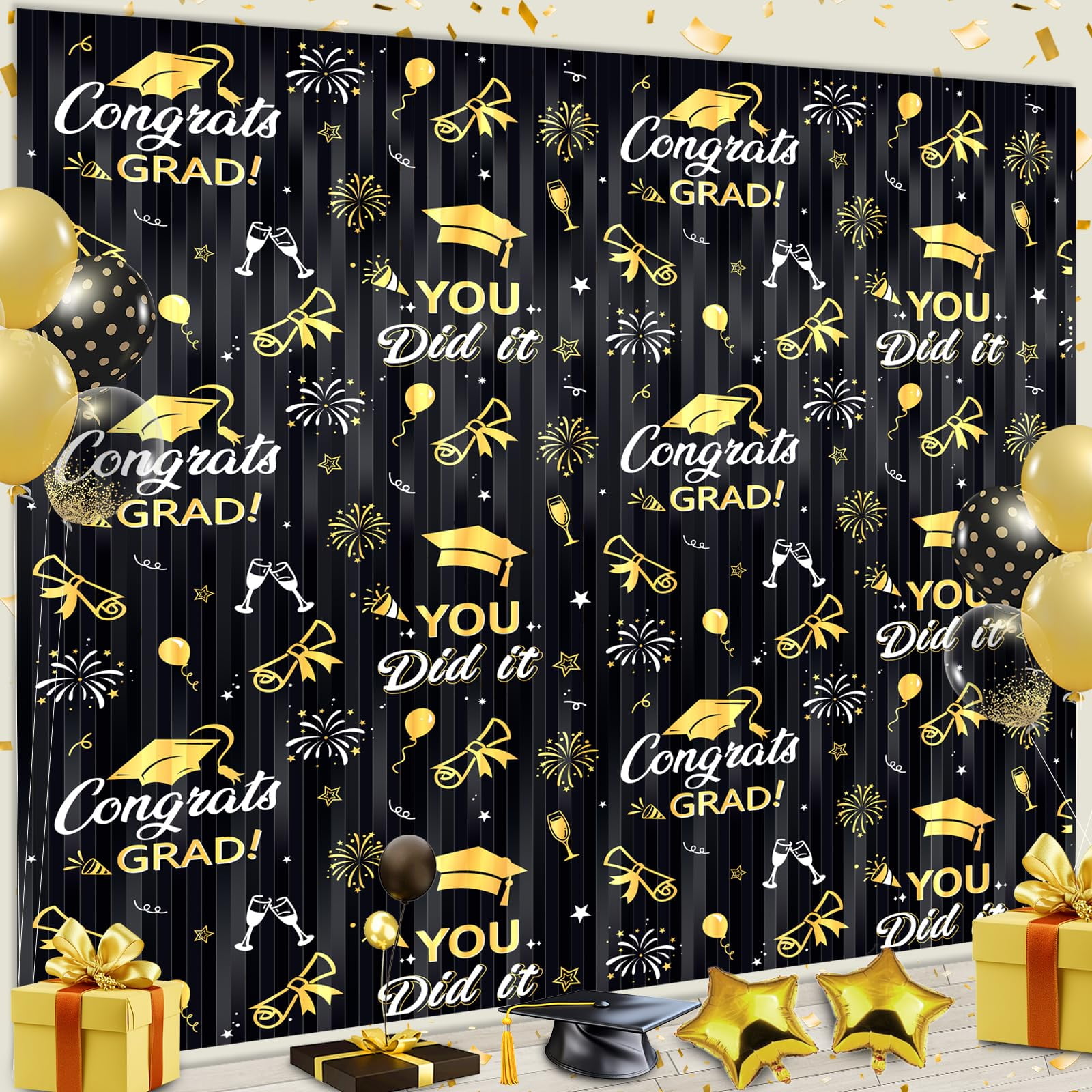 Graduation Decorations Class of OIF8 2025, 2 Pack Foil Fringe Curtains ...