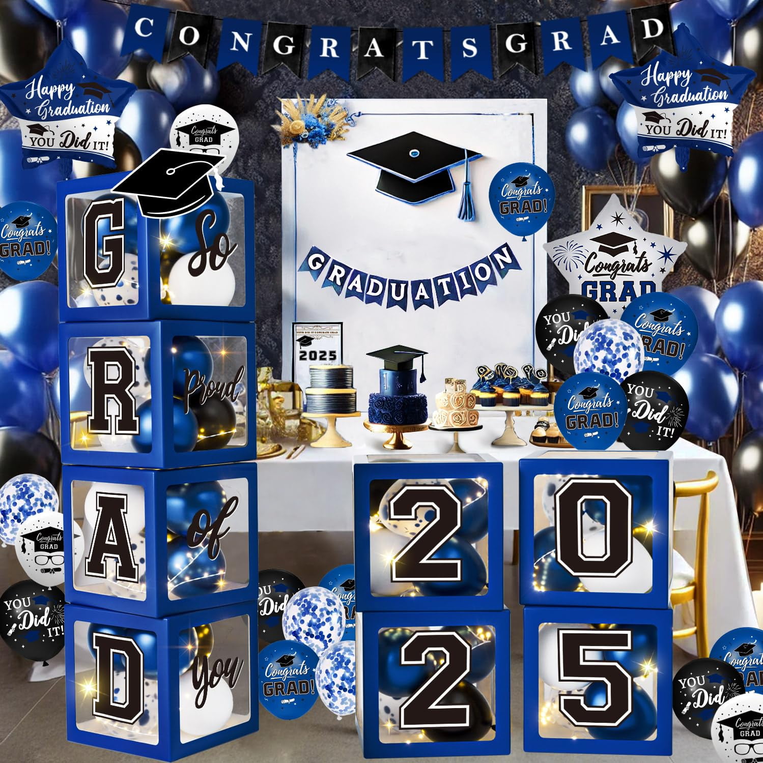 Graduation Decorations Class of RRF12 2025 - Blue Graduation ...