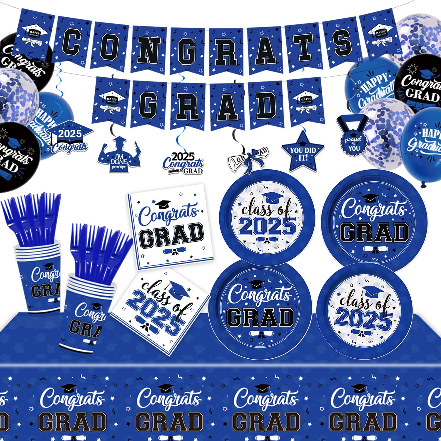 Graduation Decorations Class of SSF20 2025, 182Pcs Congrats Grad Banner ...