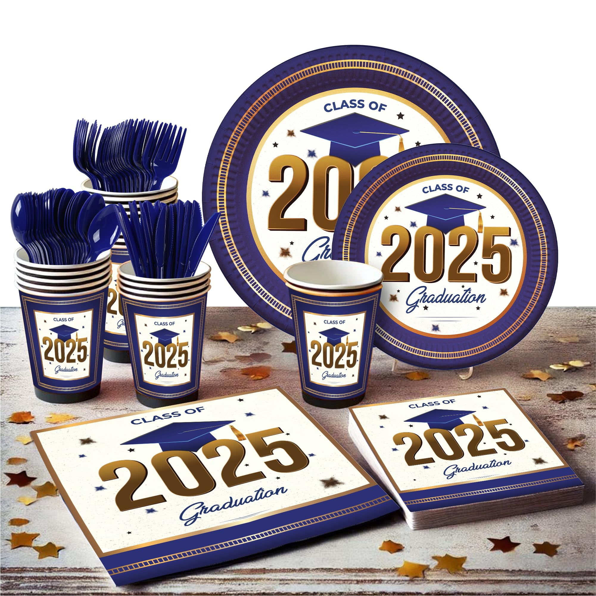 Graduation Decorations Class of SSF20 2025 Blue and Disposable ...