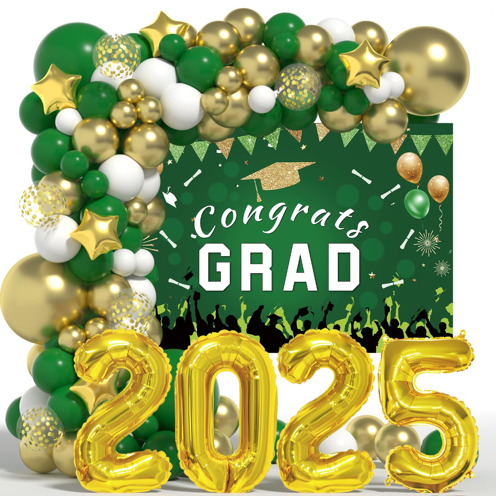 Graduation Decorations Class Of SSF20 2025: Green and Gold 2025 ...