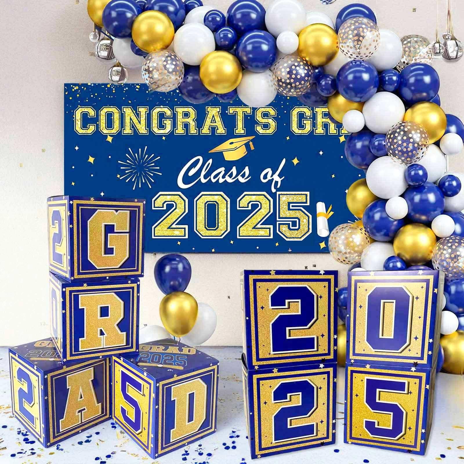 Graduation Decorations Class of SSF20 2025 Navy Blue Gold | 2025 GRAD ...