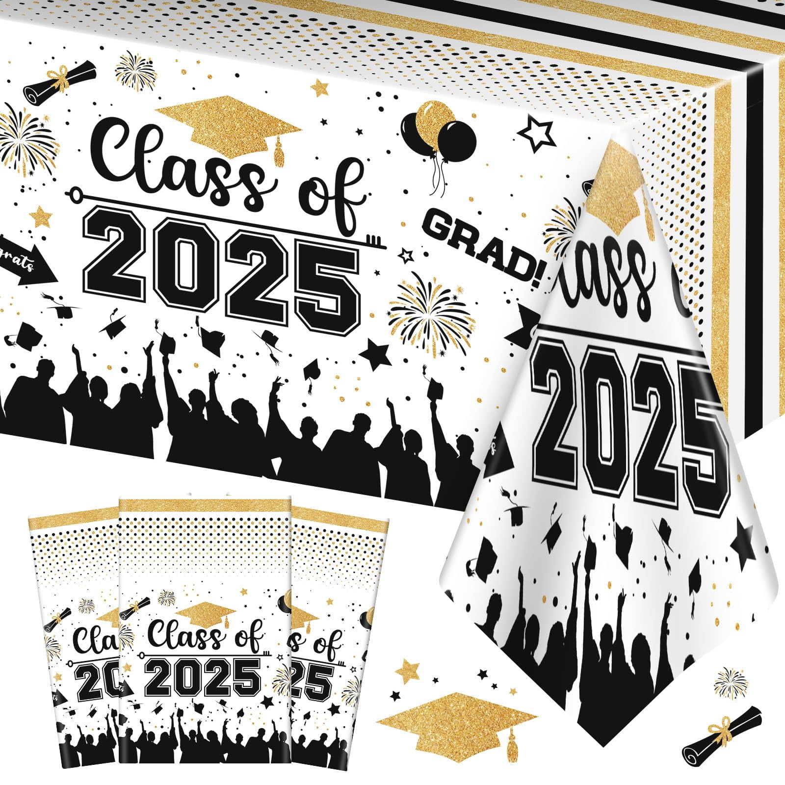 Graduation Decorations Class of SSF20 2025 Tablecloth - 3 Congrats Grad ...