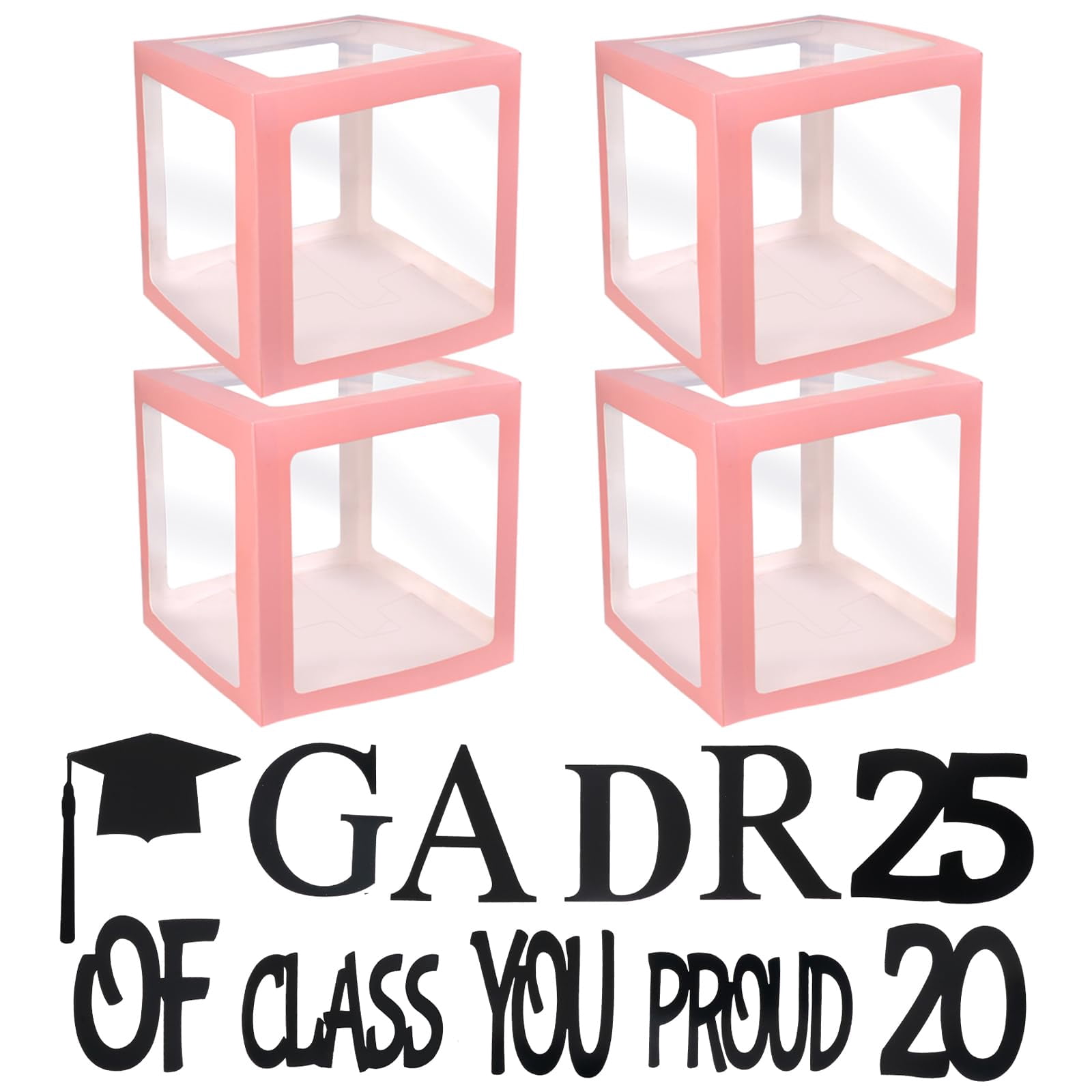 Graduation Decorations ClassTRDN of 2025-4PC Clear Balloon Boxes with ...