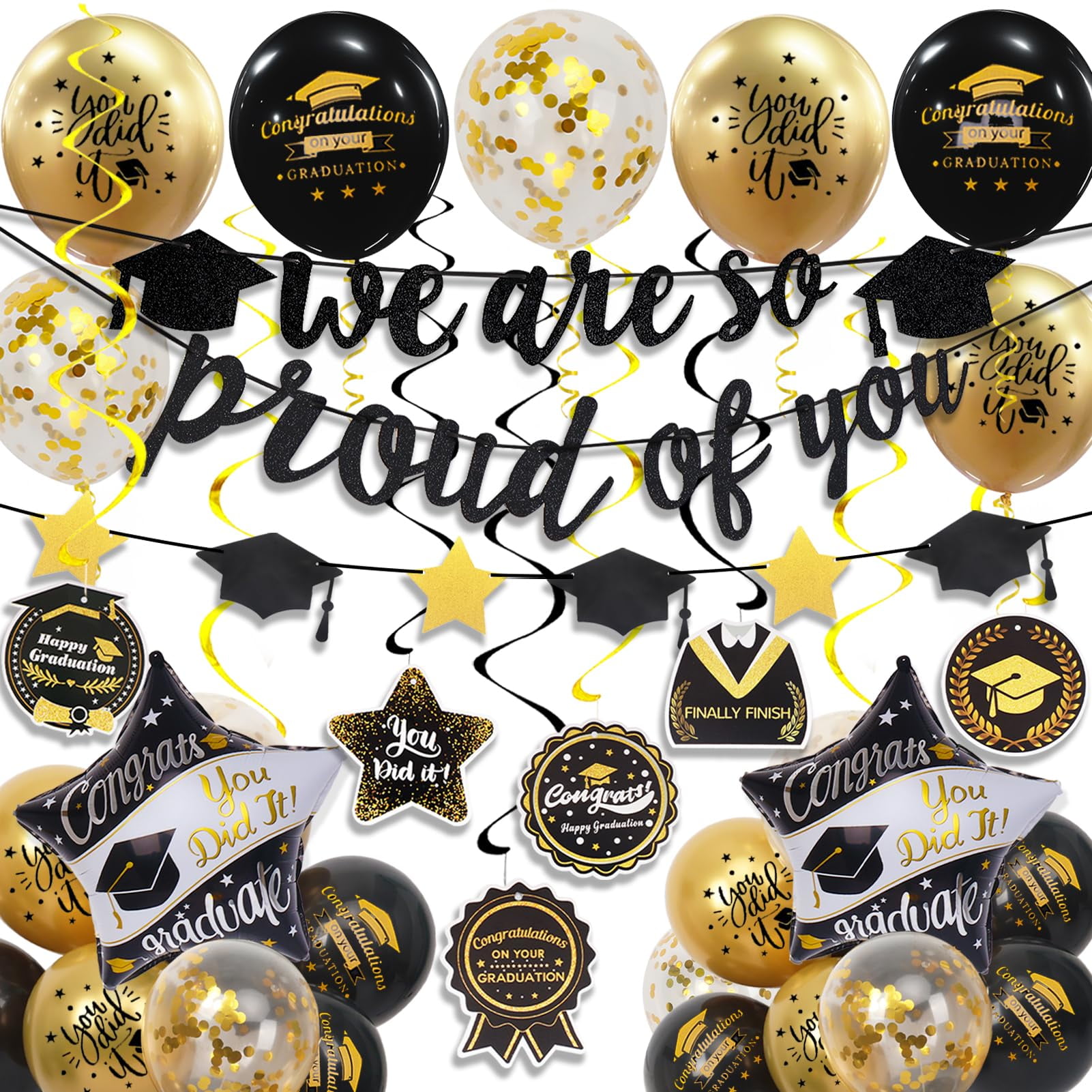 Graduation Decorations ClassTRDN of 2025, Black and Gold Graduation ...