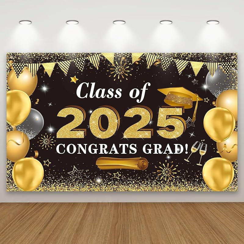 Graduation Decorations Congrats Grad Class of 2025 Backdrop Grad Banner ...