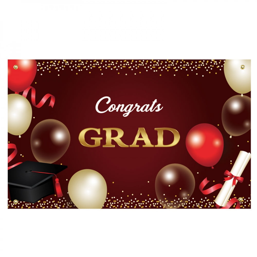 Graduation Decorations Congrats Grad Class of 2025 Backdrop - Red and ...