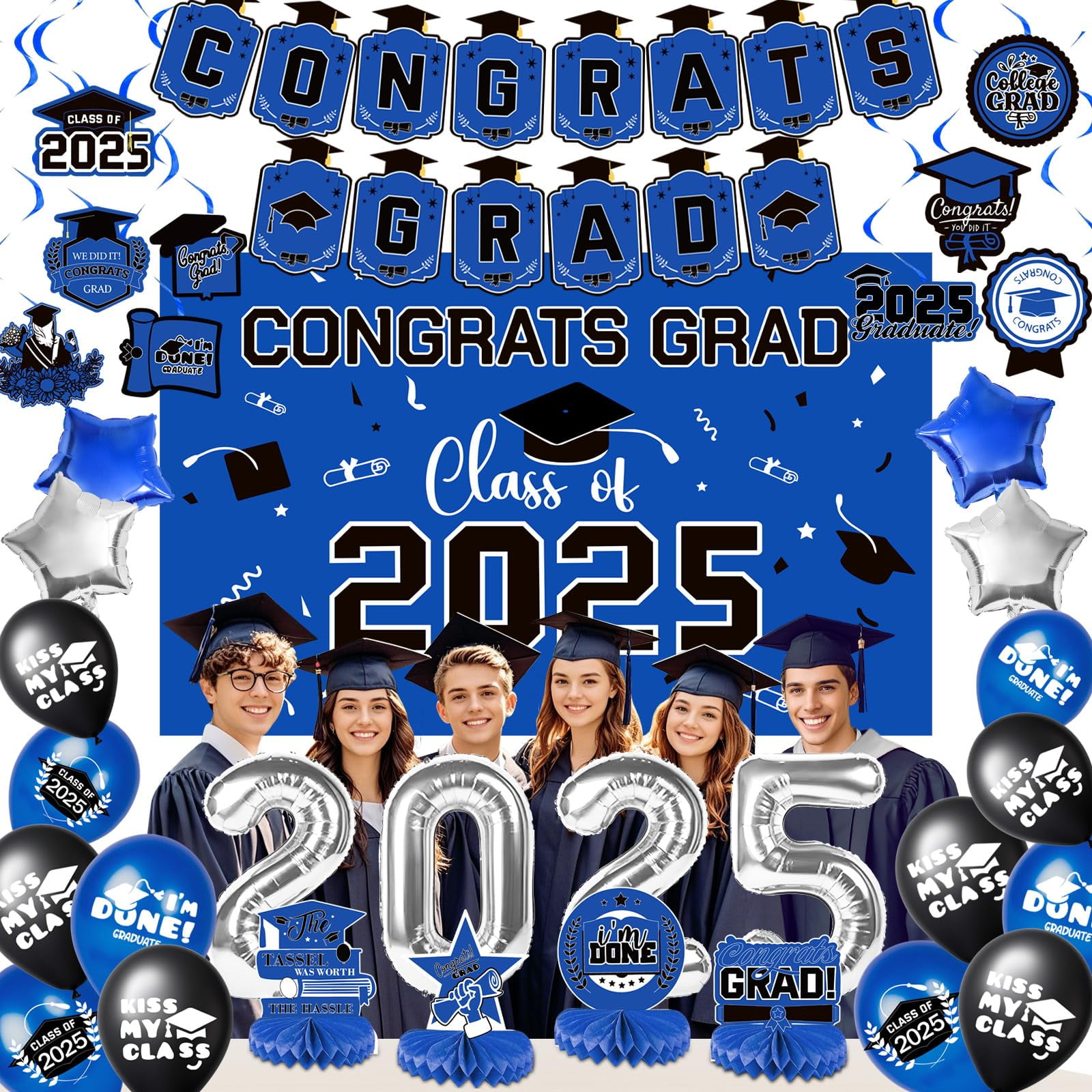 Graduation Decorations Graduation SSF20 Decorations Class of Blue ...