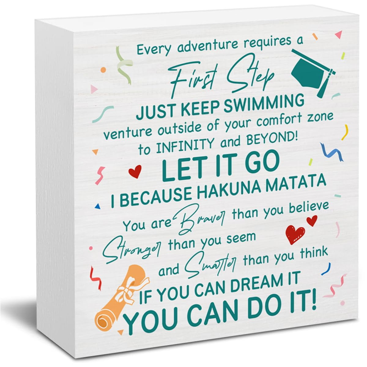 Graduation Decorations, Inspirational Wooden Block Sign, ATT1College ...