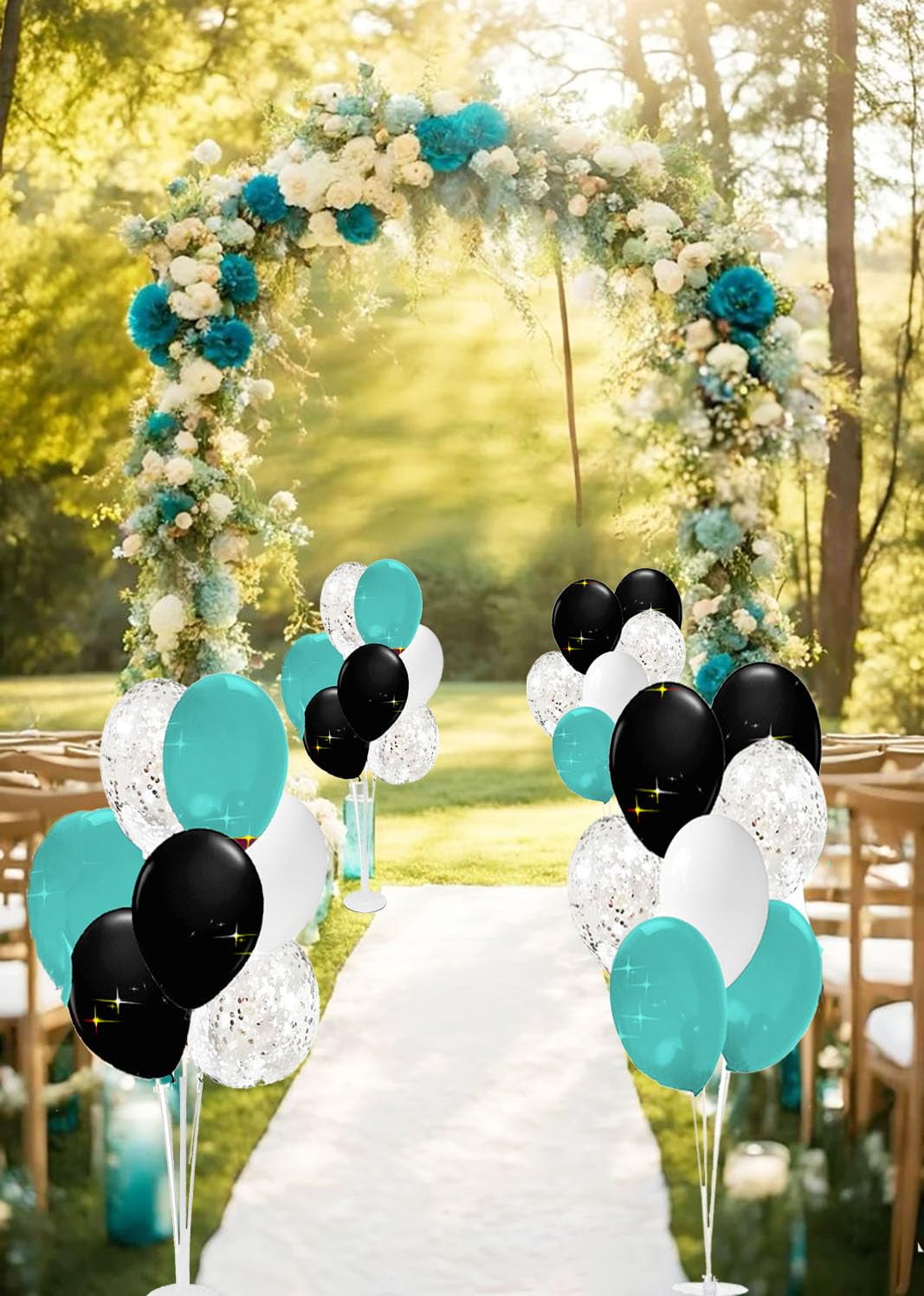 Graduation Decorations Teal AJH3 Black 2025/Teal Black Balloons Table ...