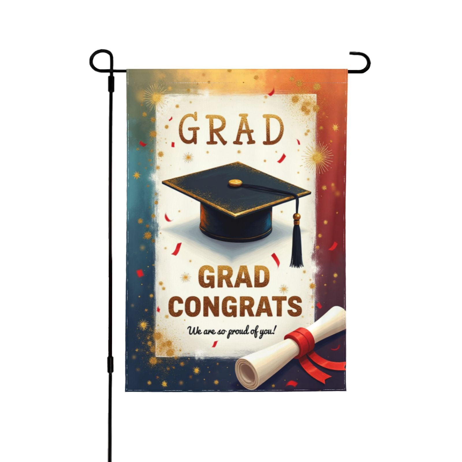 Graduation Diploma Cap Congrats Grad Garden Flag Double Sided 12.5x18 ...