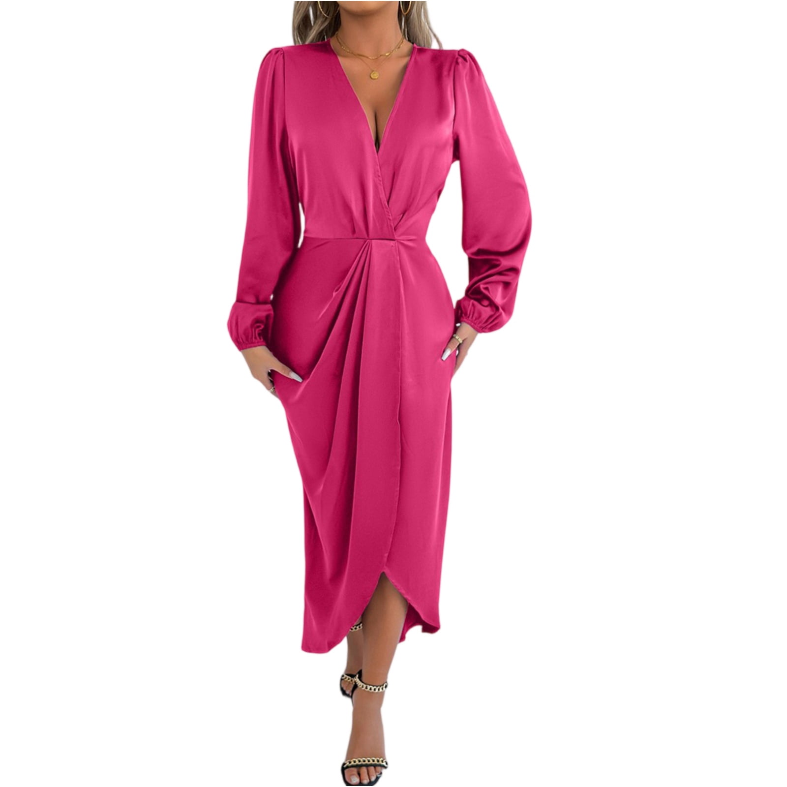 Graduation Dress, Casual V Neck Long Sleeve Maxi Dress Loose Beach ...