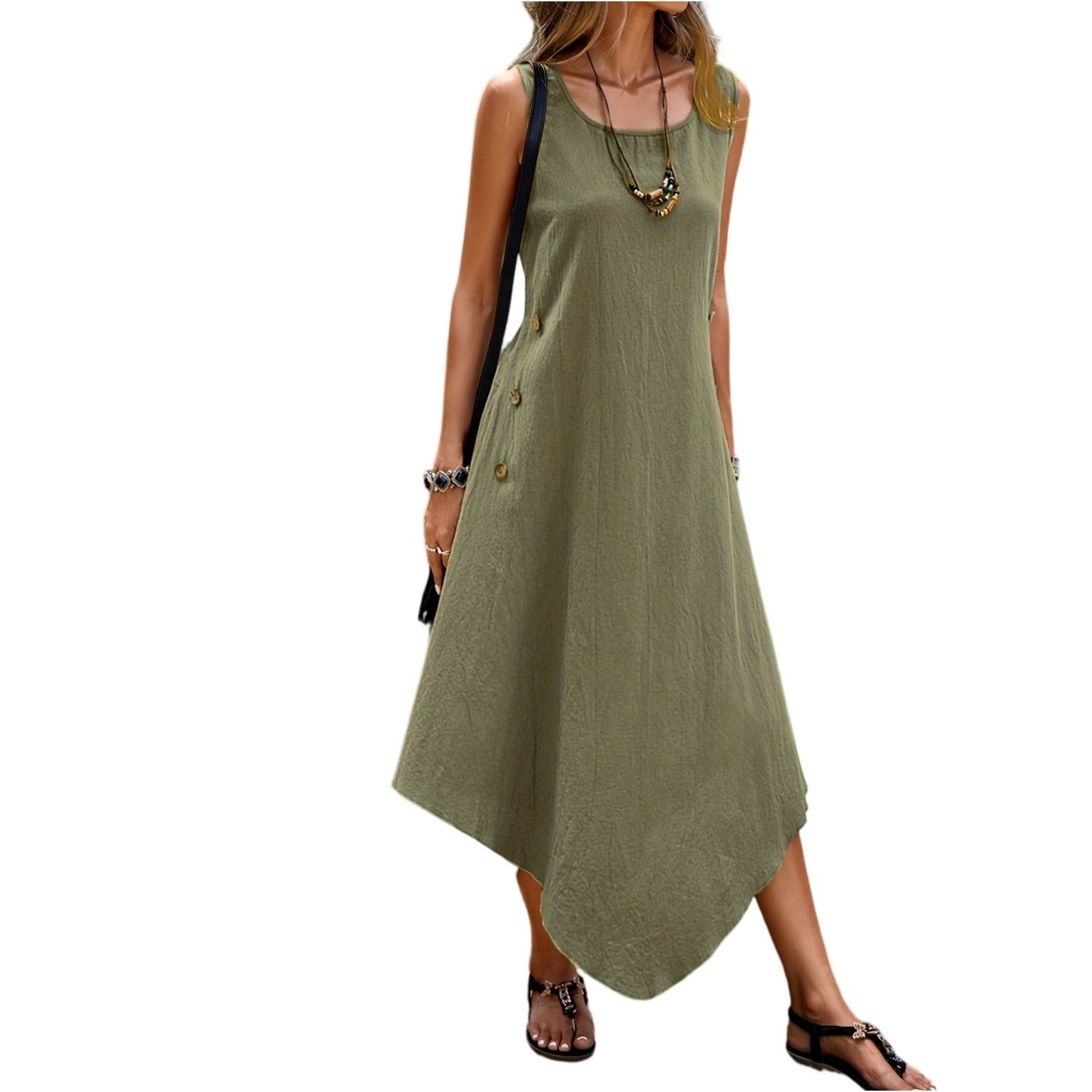 Graduation Dresses, Handkerchief Plus Size Maxi Tank Dress Loose V Neck ...