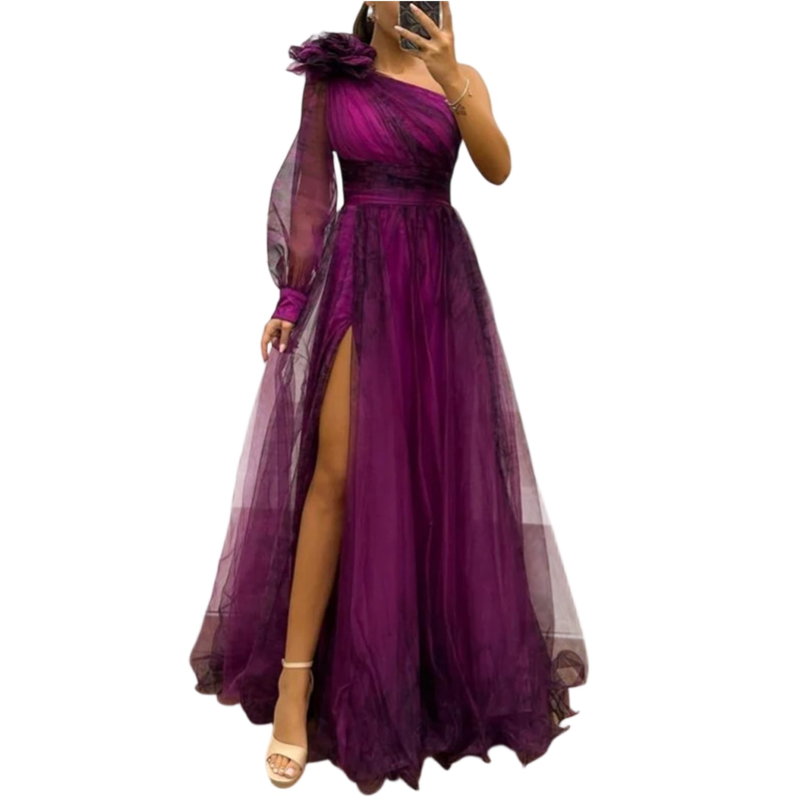 Graduation Dresses, One Shoulder Mesh Floral Tunic Cocktail Wedding ...