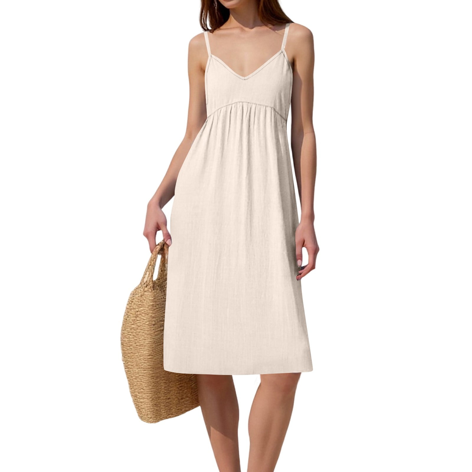 Graduation Dresses, Spaghetti Strap V Neck Backless Bow Loose Sundress ...