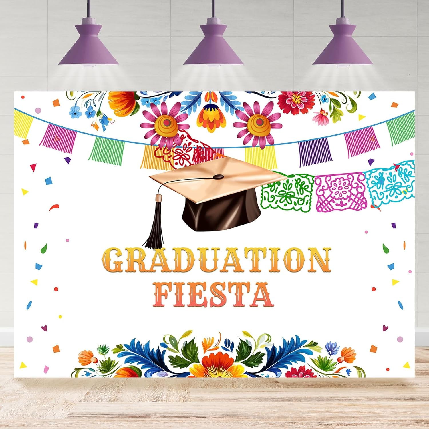 Graduation Fiesta Backdrop Class of 2025 Colorful Floral Congrats Grad ...