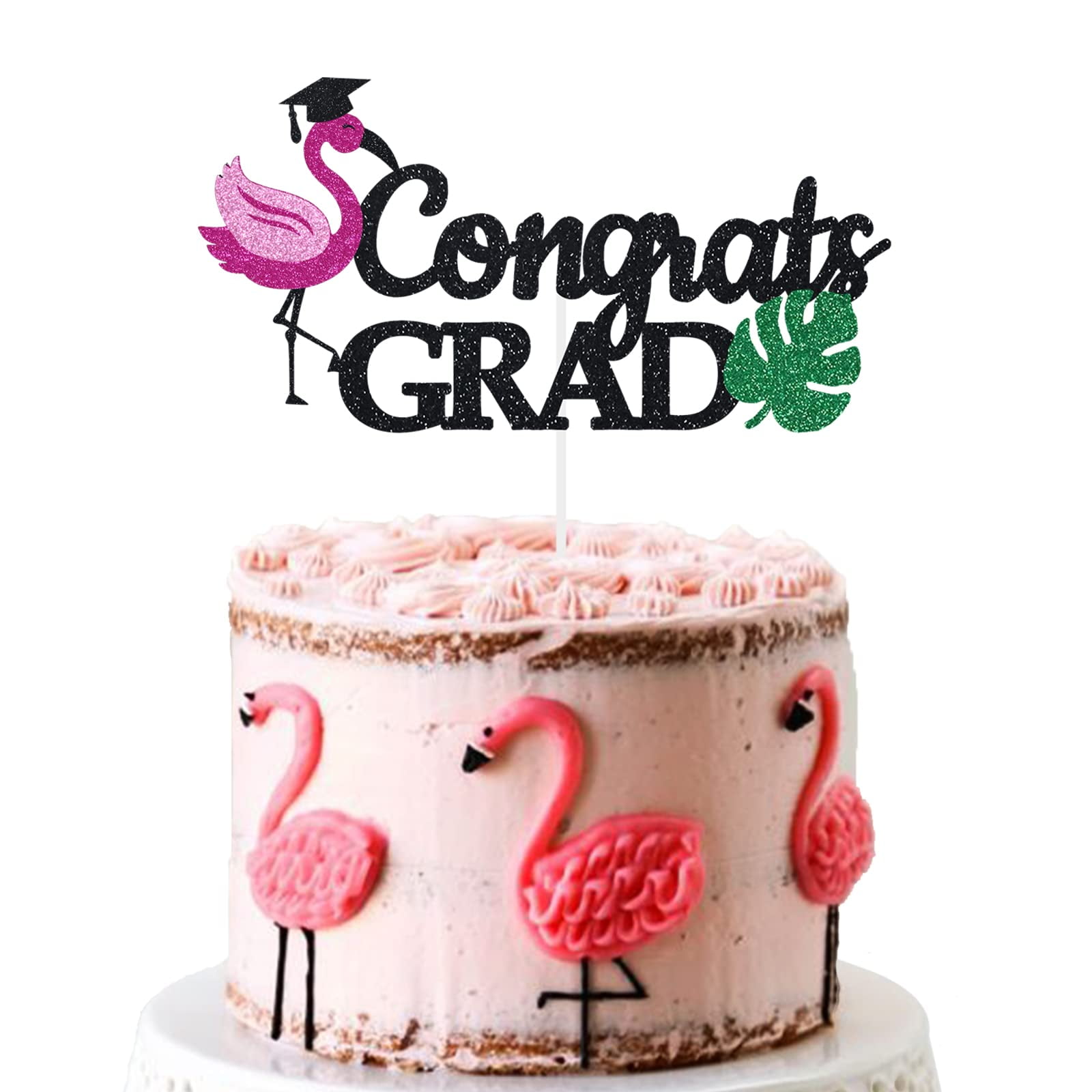 Graduation Flamingo CakeTRDN Topper Congrats Grad Glitter Cap High ...