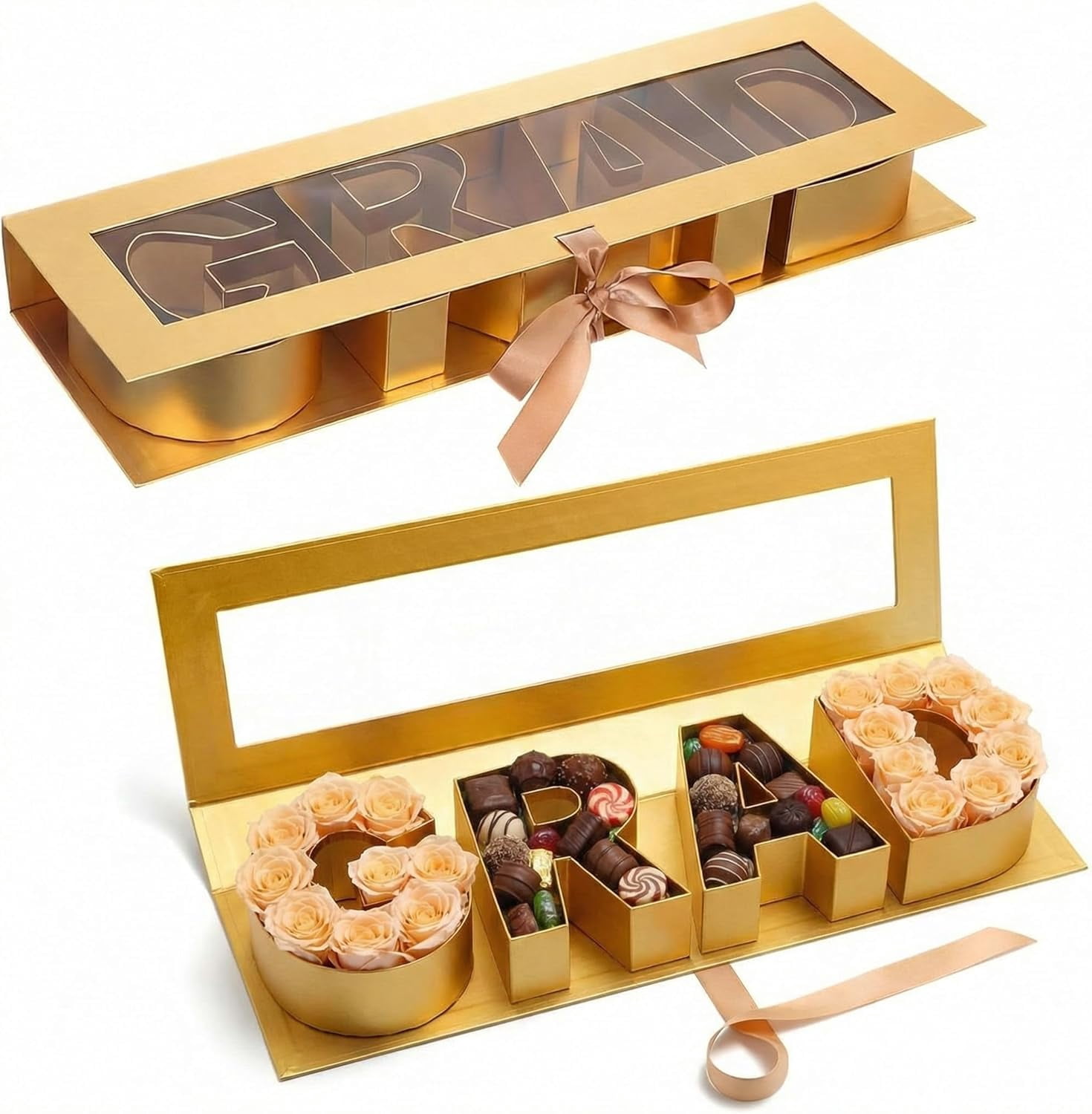 Graduation Flower Gift Box Empty Grad Letter Large Flower Box with ...