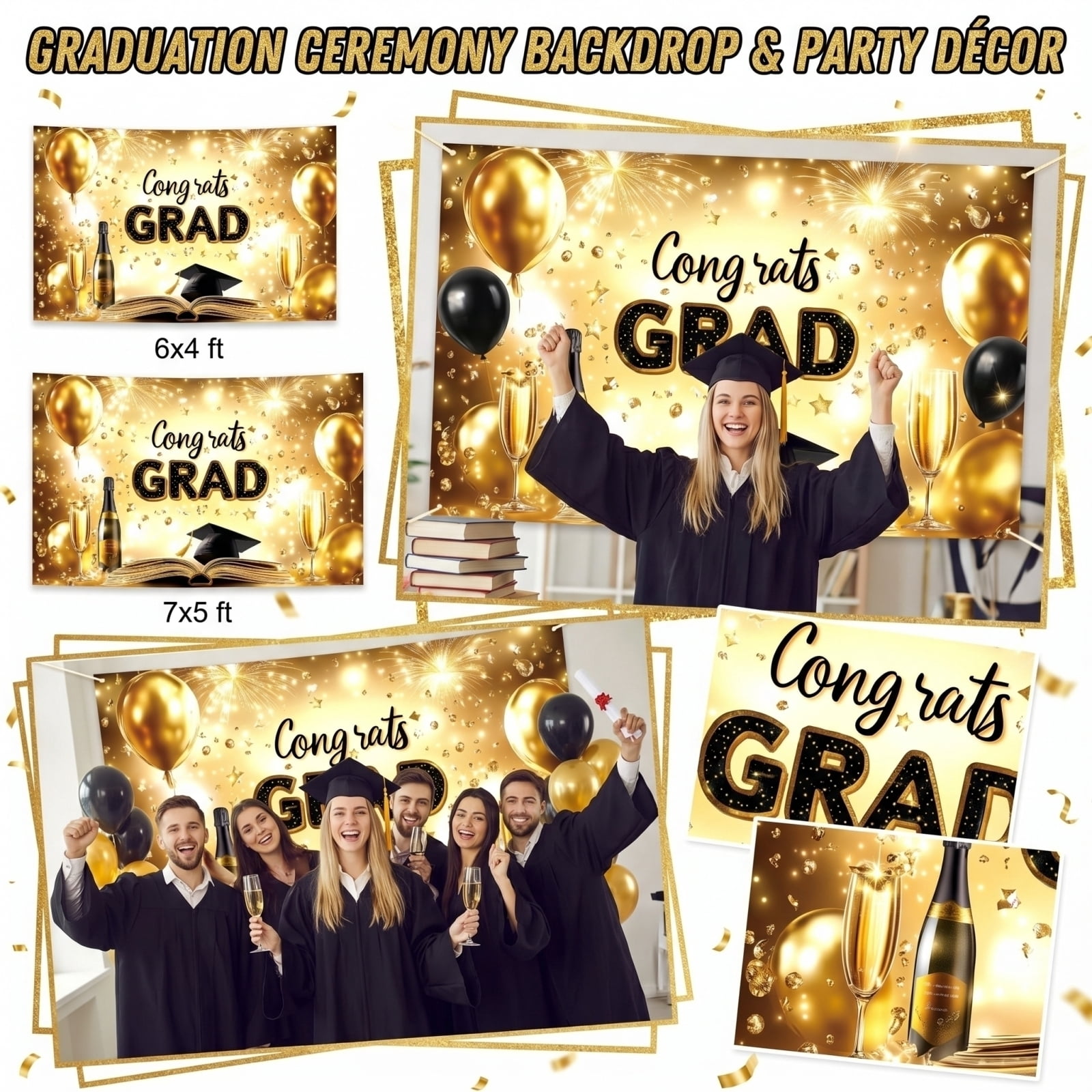 Graduation Gala Party Background Hanging Flag Cloth Classic Themed ...
