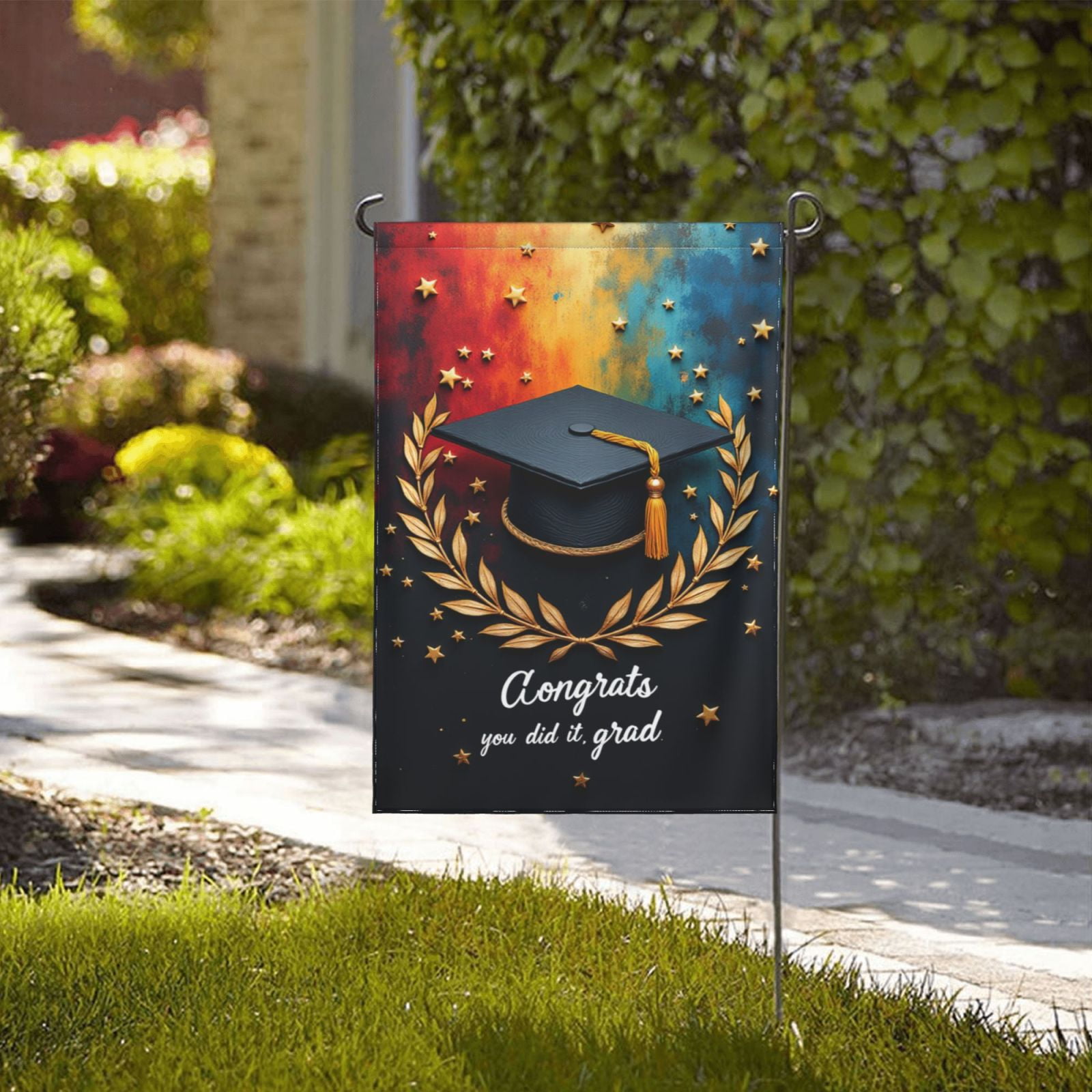 Graduation Garden Flag 12x18 Inch Double Sided Congrats Grad Wreath ...